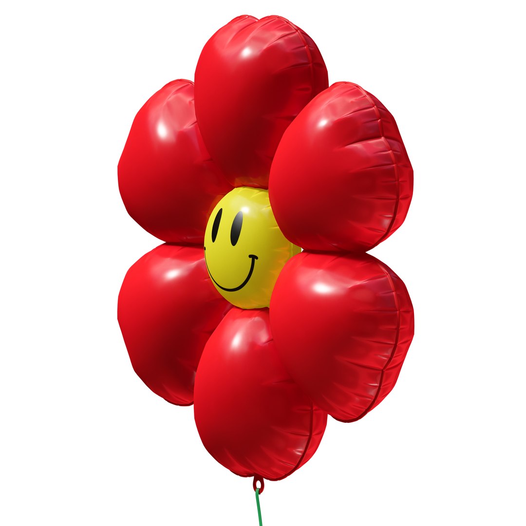 Balloon Inflatable Red Flower With Smiley 3D - TurboSquid 2101288