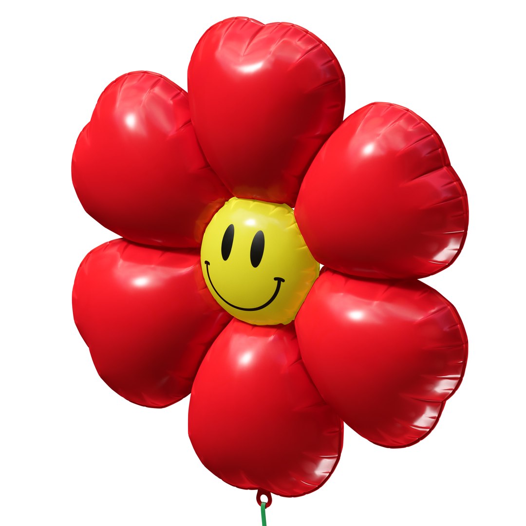 Balloon Inflatable Red Flower With Smiley 3D - TurboSquid 2101288