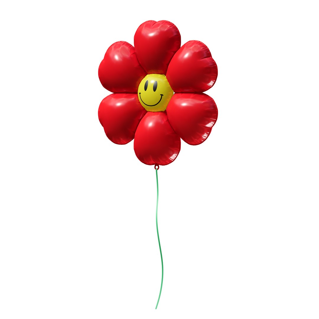 Balloon Inflatable Red Flower With Smiley 3D - TurboSquid 2101288