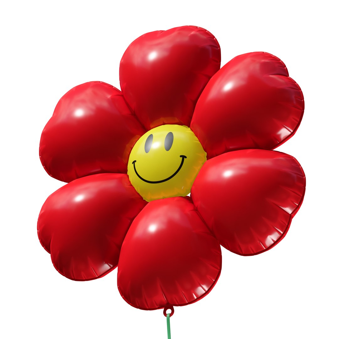Balloon Inflatable Red Flower With Smiley 3D - TurboSquid 2101288