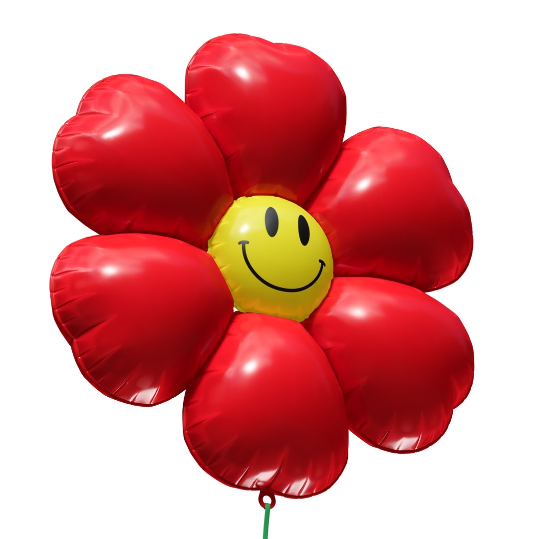 Balloon Inflatable Red Flower With Smiley 3D - TurboSquid 2101288
