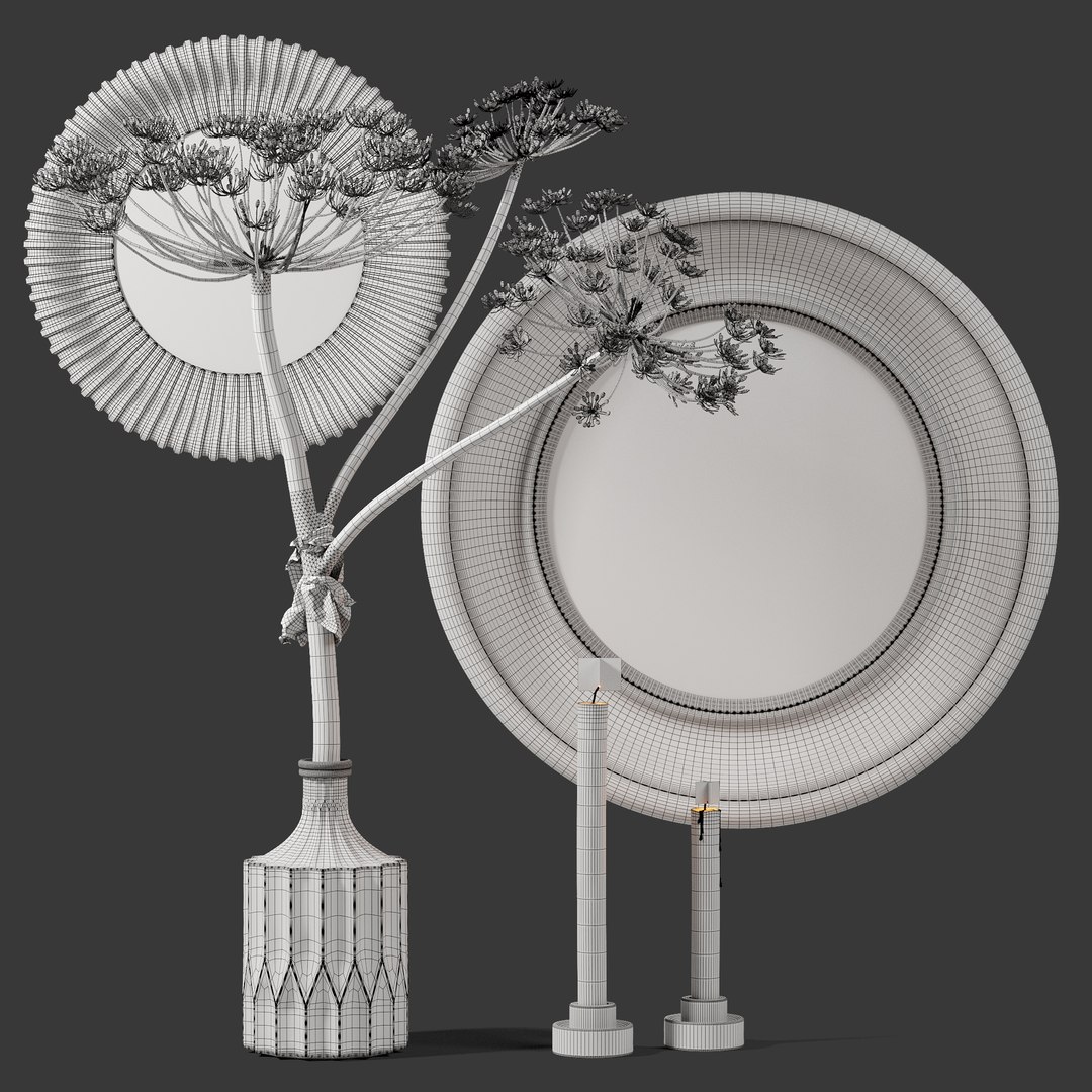 Decor Set 8 Branch In A Vase And Mirrors 3D Model - TurboSquid 2070297