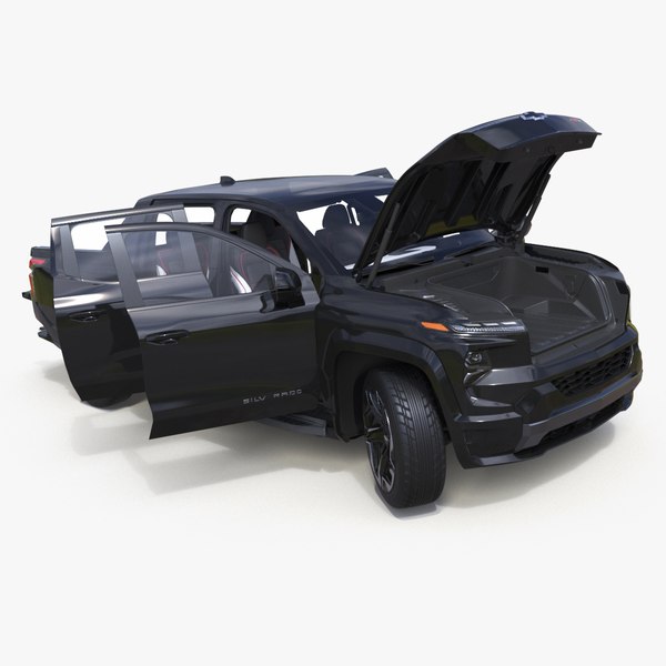 3D модель Черный Chevrolet Silverado EV RST 2024, оснащенный для Cinema ...
