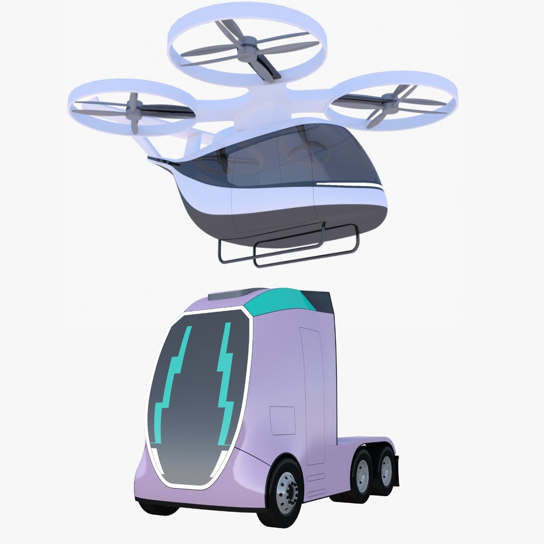 3D Model Future Semitruck And Passenger Drone II - TurboSquid 2196698