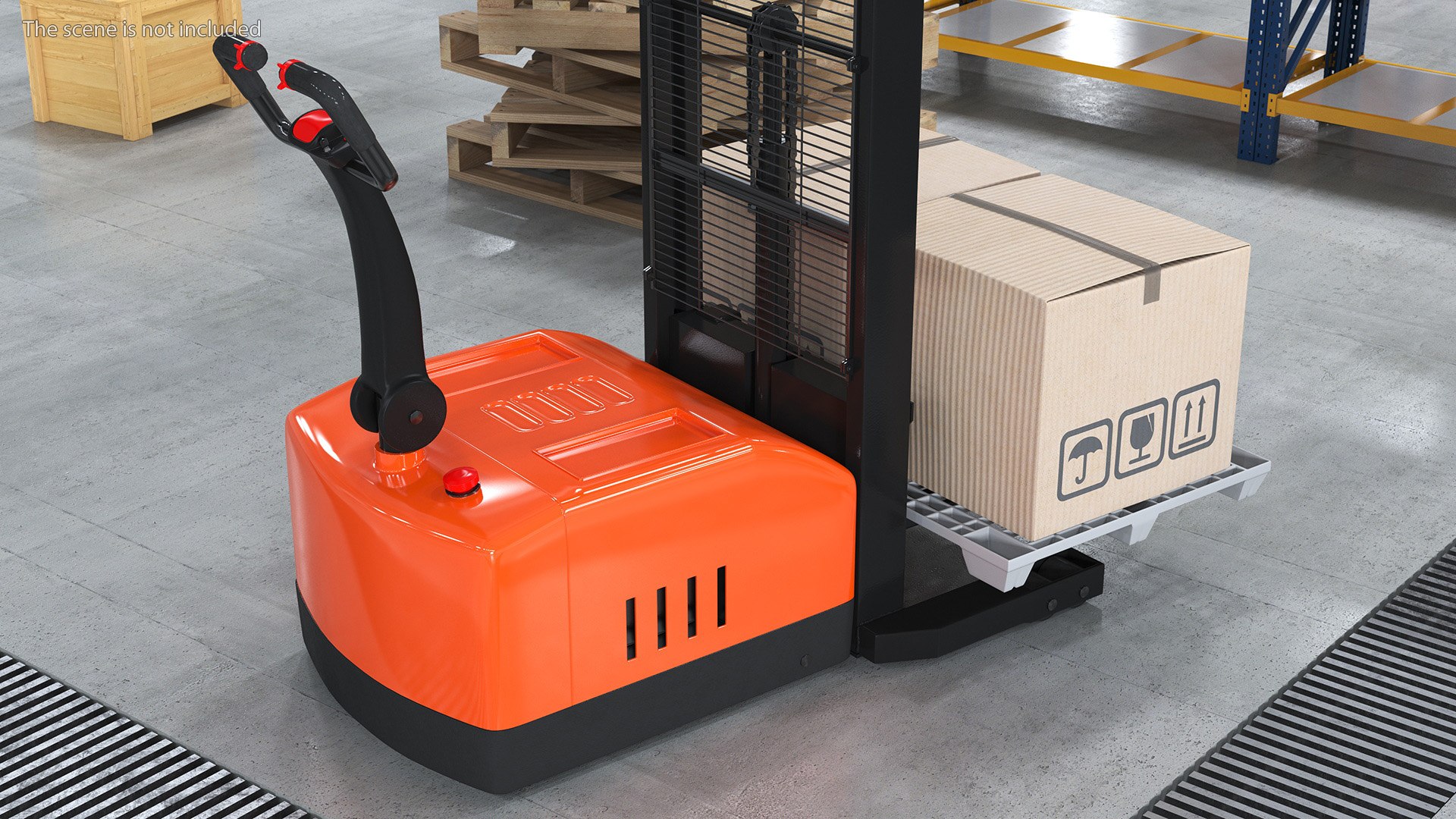 3D Orange Walkie Pallet Stacker With Boxes - TurboSquid 2146525