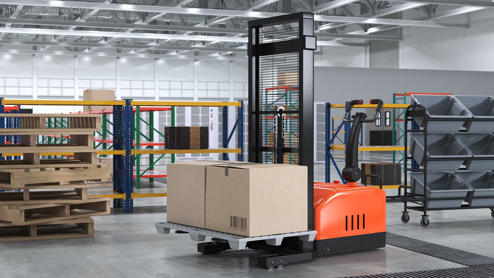 3D Orange Walkie Pallet Stacker With Boxes - TurboSquid 2146525