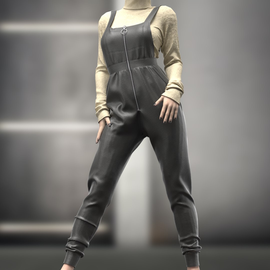 3D Female Overalls Model - TurboSquid 1768981