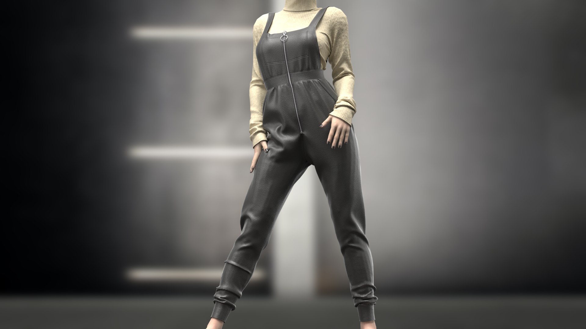 3D Female Overalls Model - TurboSquid 1768981
