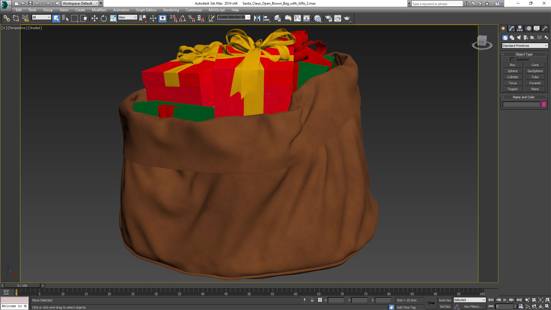 3D Santa Claus Open Brown Bag With Gifts 2 Model - TurboSquid 2207030