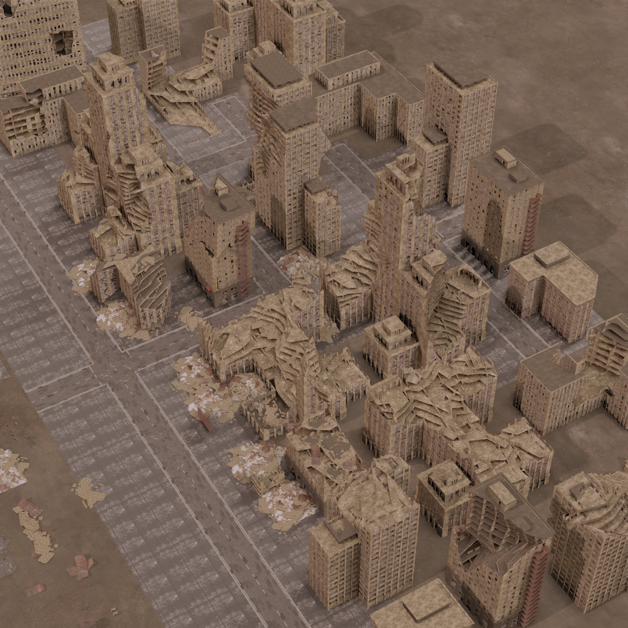 3D Ruined City Destroyed Cityscape - TurboSquid 1730040