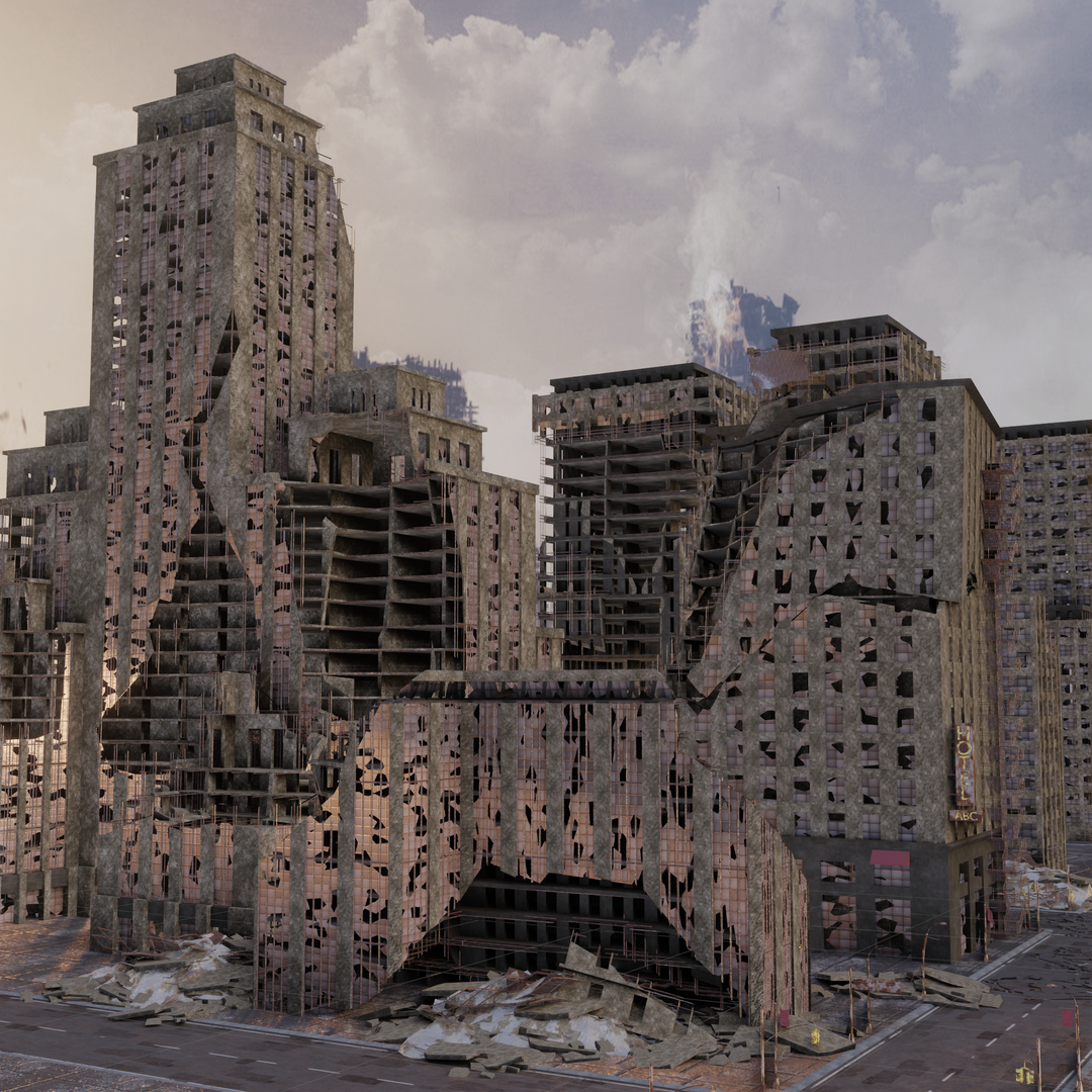 3D Ruined City Destroyed Cityscape - TurboSquid 1730040