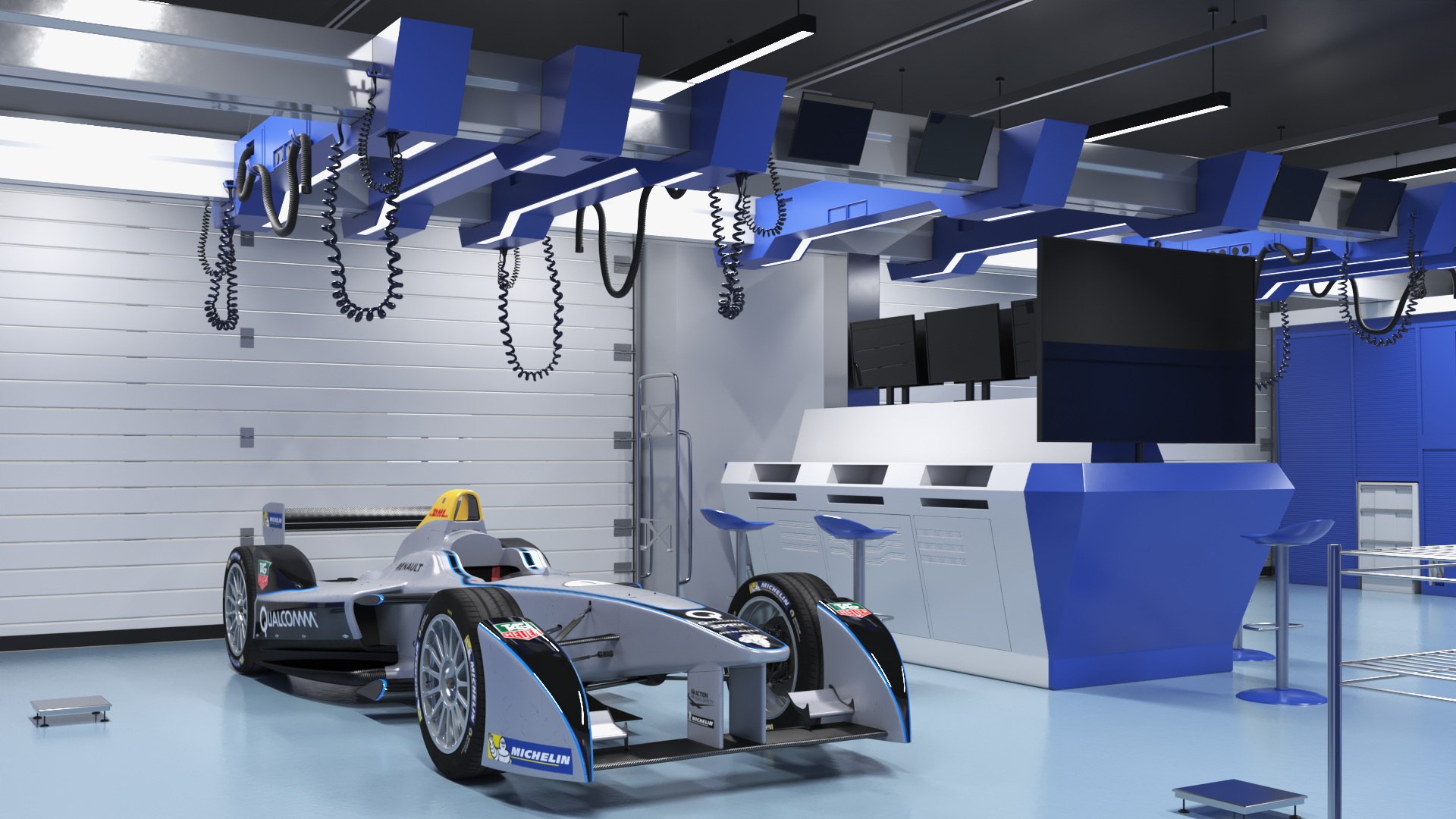 3D Motorsport Workshop And Formula E Race Car - TurboSquid 2351963