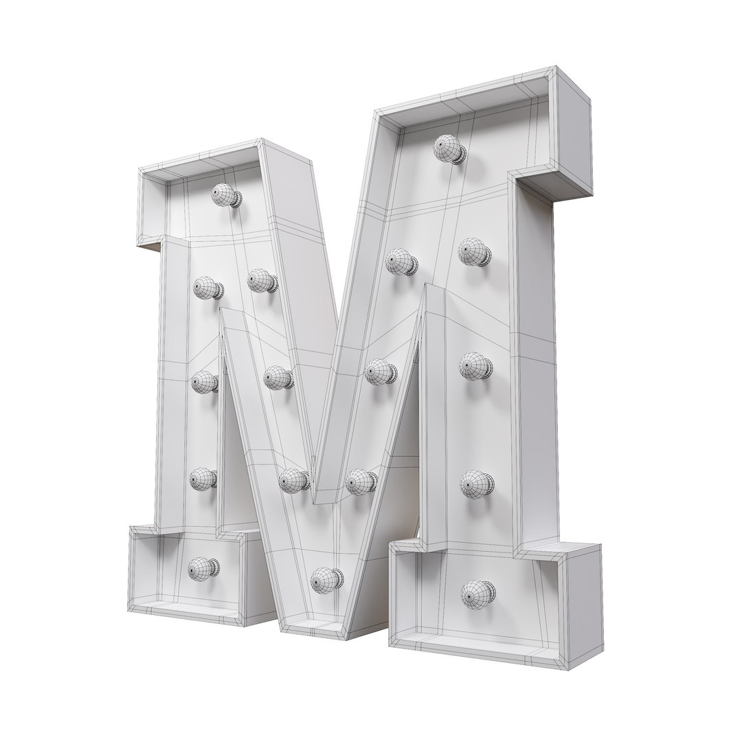 3D Marquee M Wooden Glow Sign 3dmodel - TurboSquid 1975946