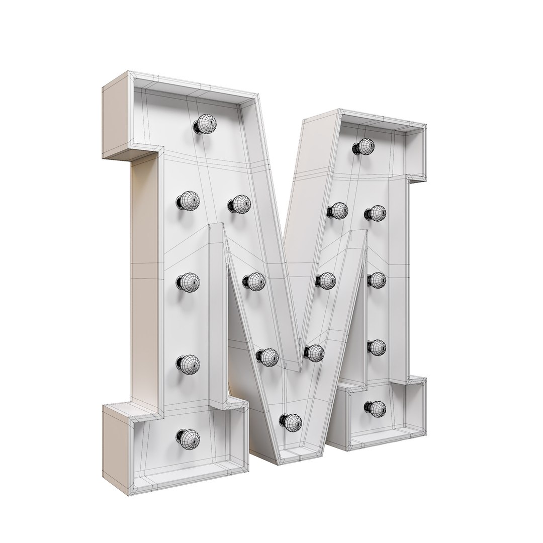 3D Marquee M Wooden Glow Sign 3dmodel - TurboSquid 1975946