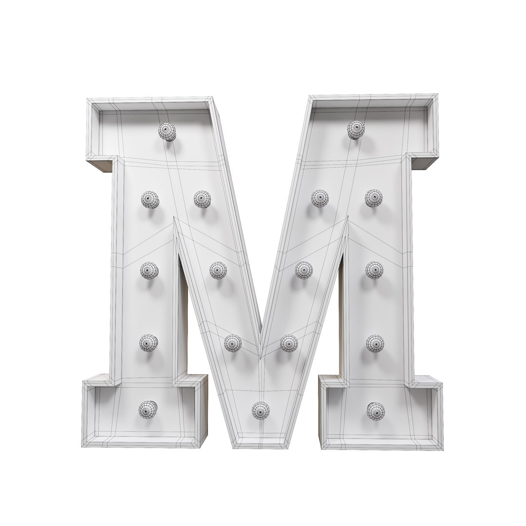 3D Marquee M Wooden Glow Sign 3dmodel - TurboSquid 1975946