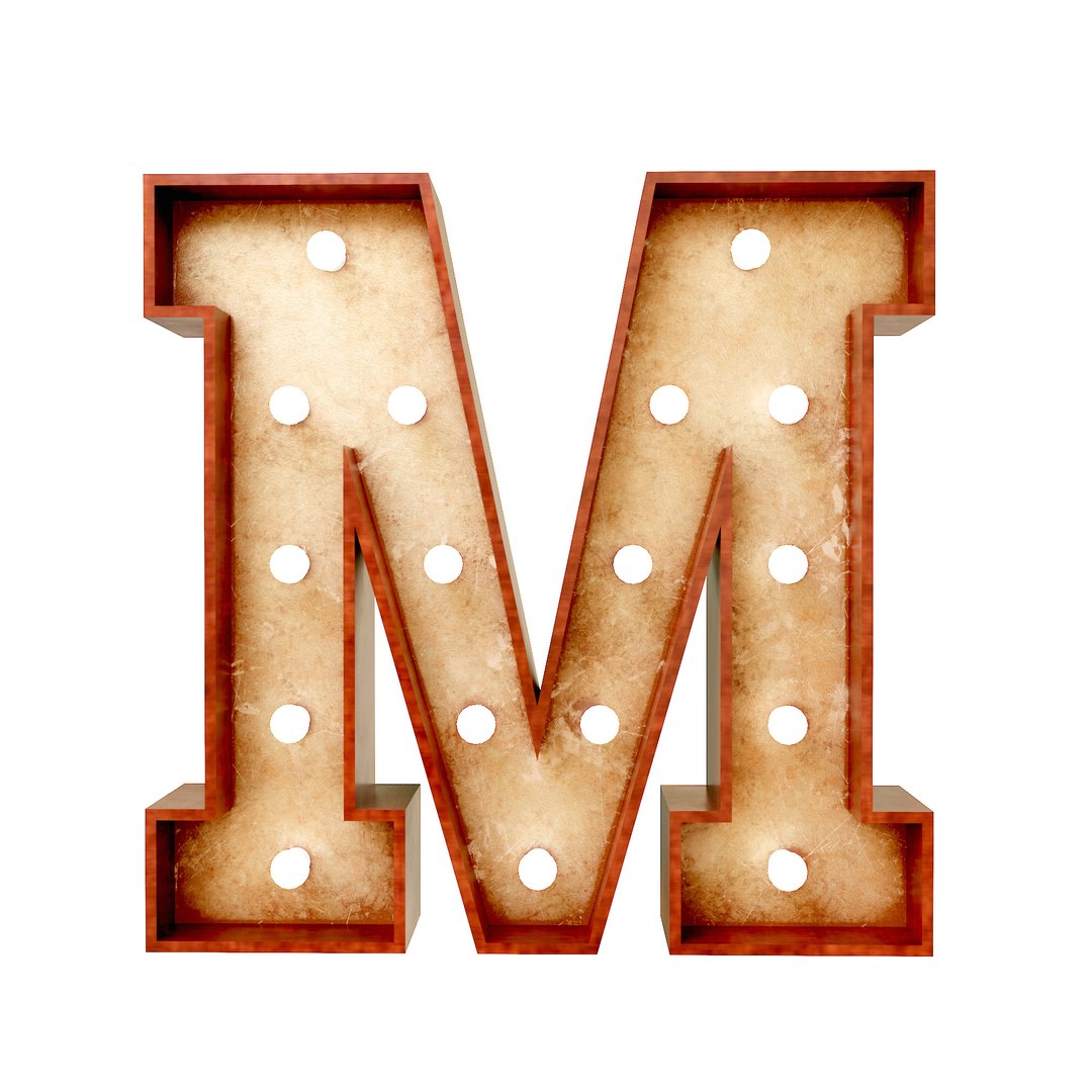 3D Marquee M Wooden Glow Sign 3dmodel - TurboSquid 1975946