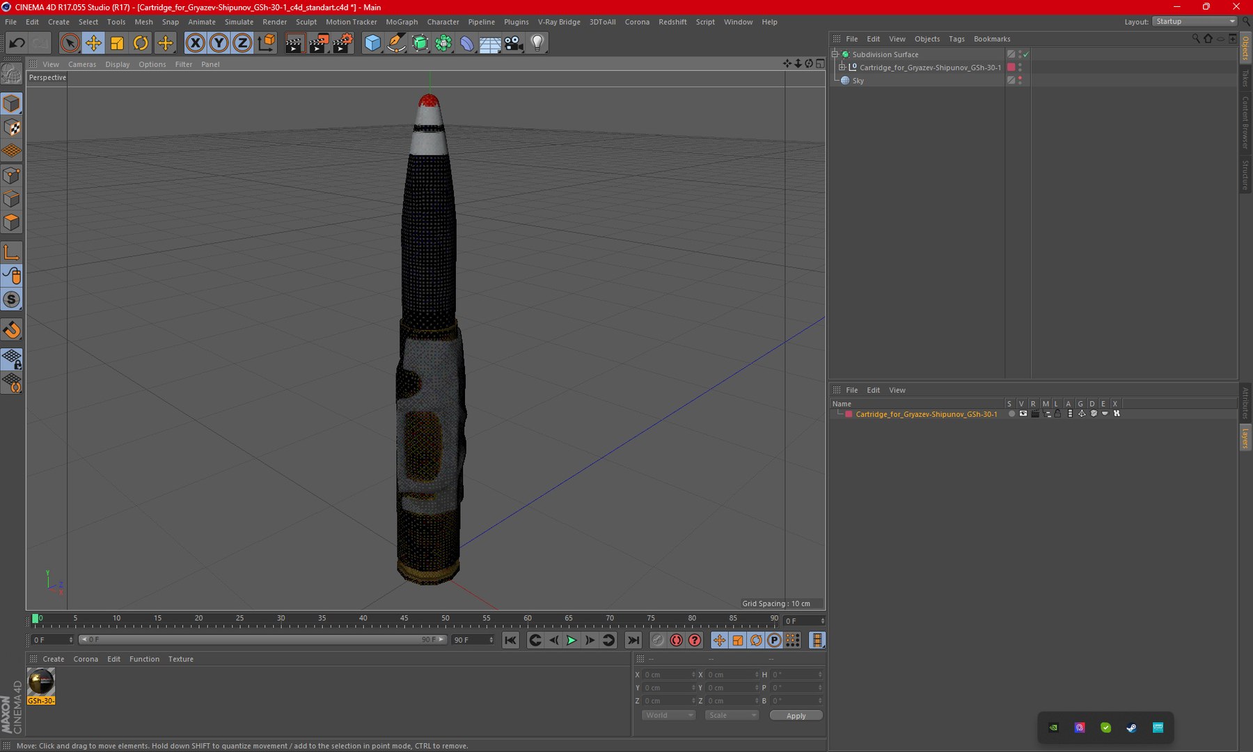 Cartridge For Gryazev-Shipunov GSh-30-1 3D Model - TurboSquid 2186000