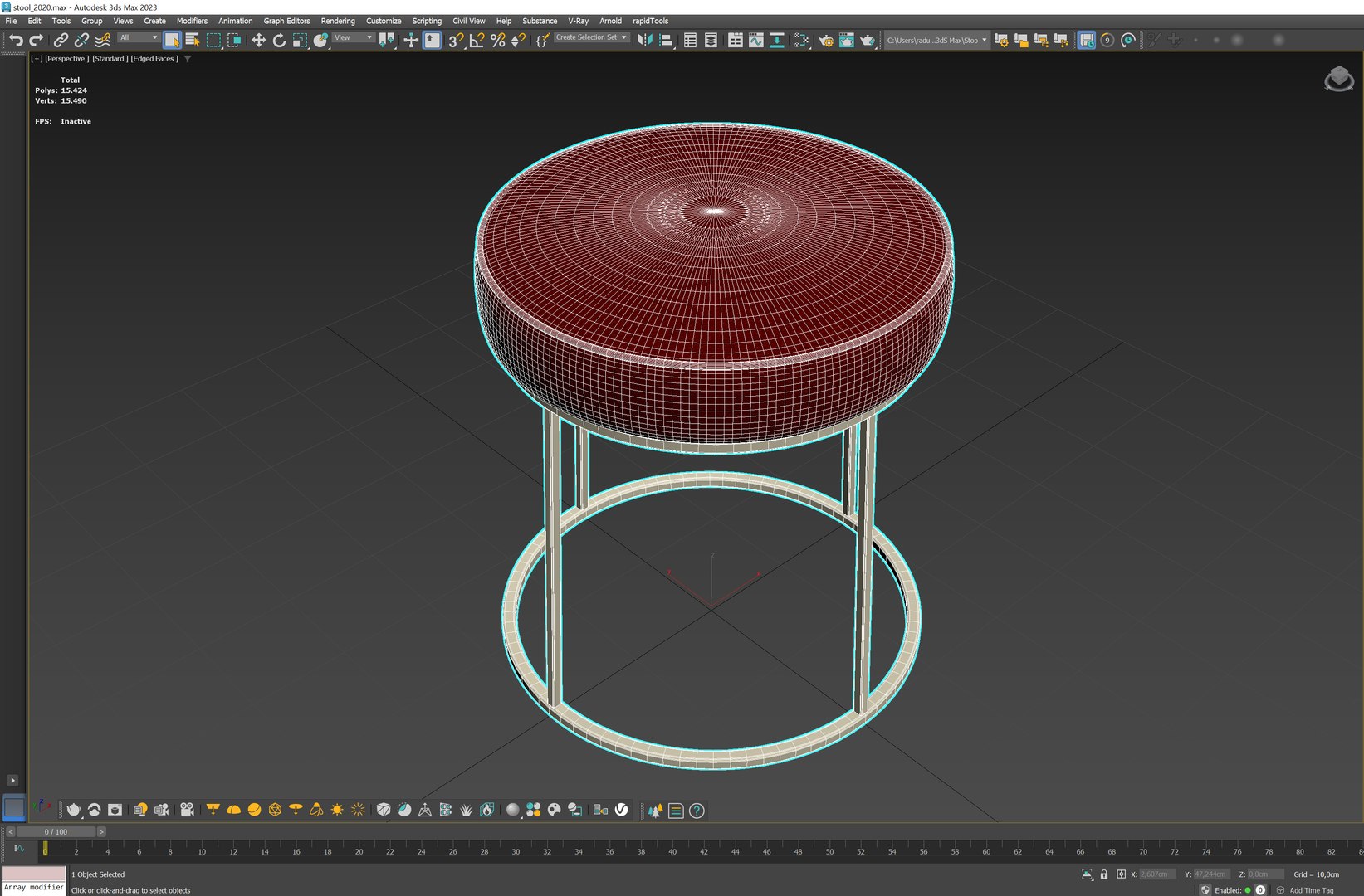 3D model Round Leather Stool - TurboSquid 1964875