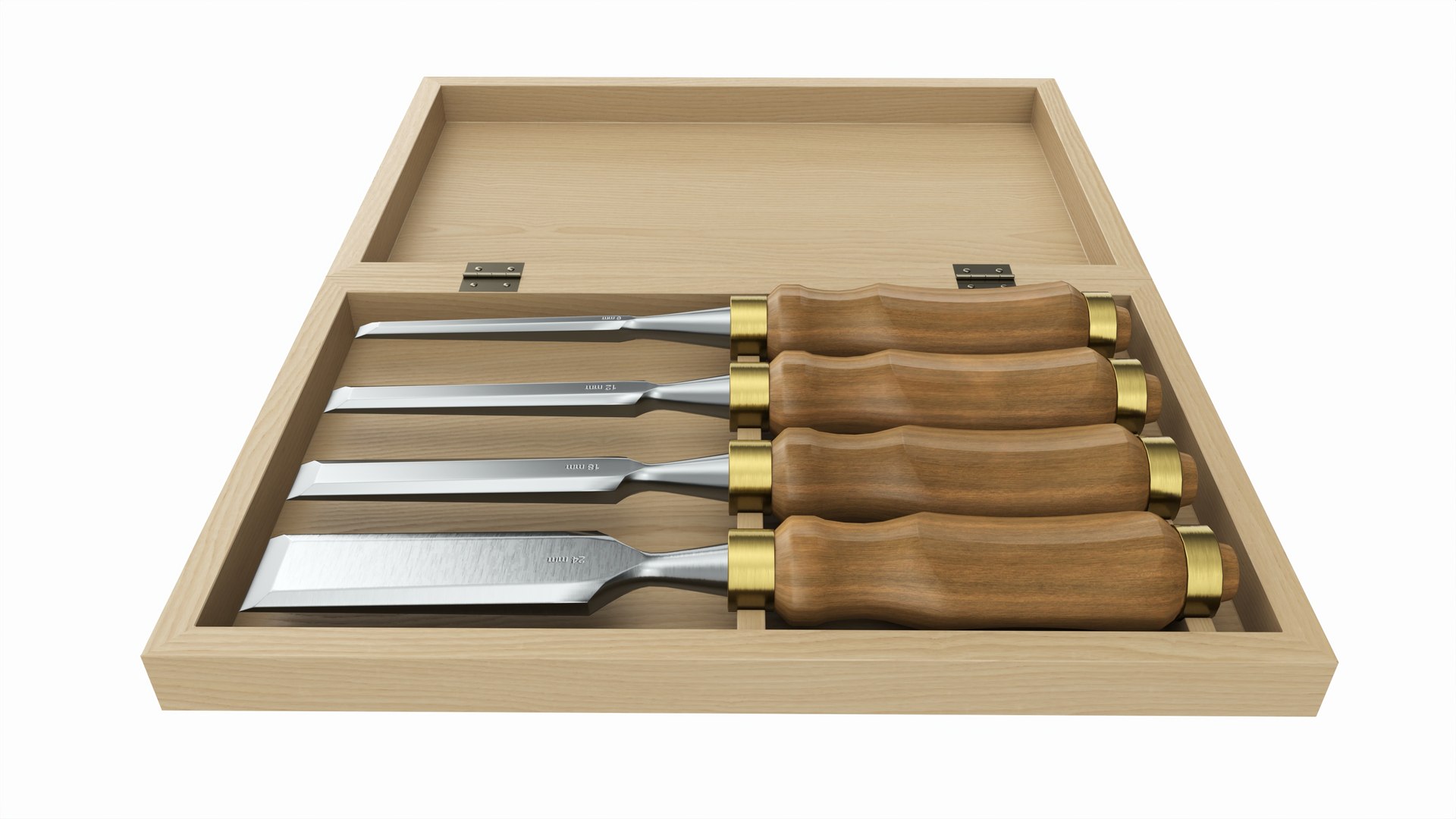 Chisel Set In Wooden Box Model - TurboSquid 2265278