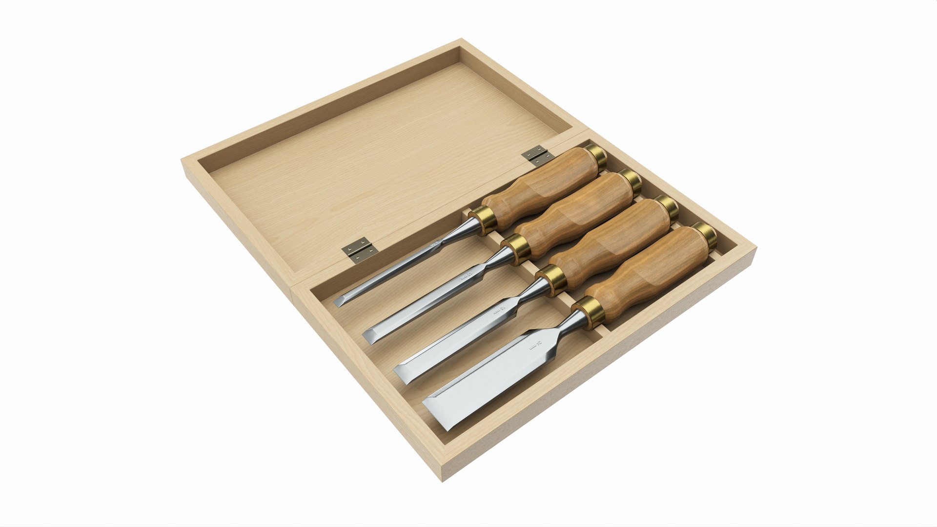 Chisel Set In Wooden Box Model - TurboSquid 2265278
