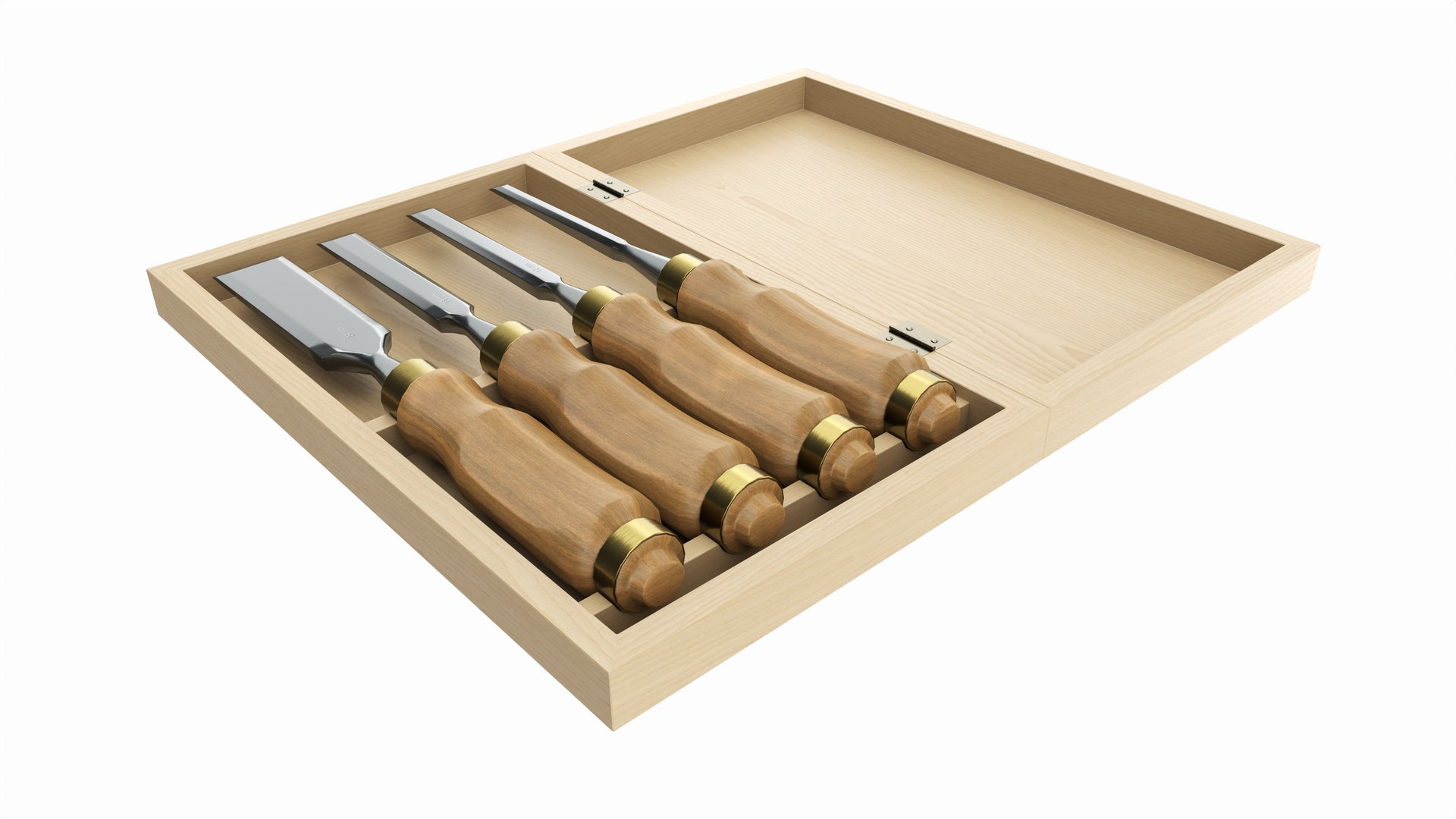 Chisel Set In Wooden Box Model - TurboSquid 2265278