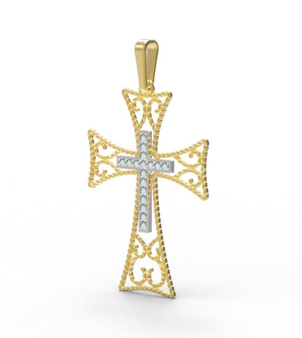 Gold cross 3D model - TurboSquid 1346540