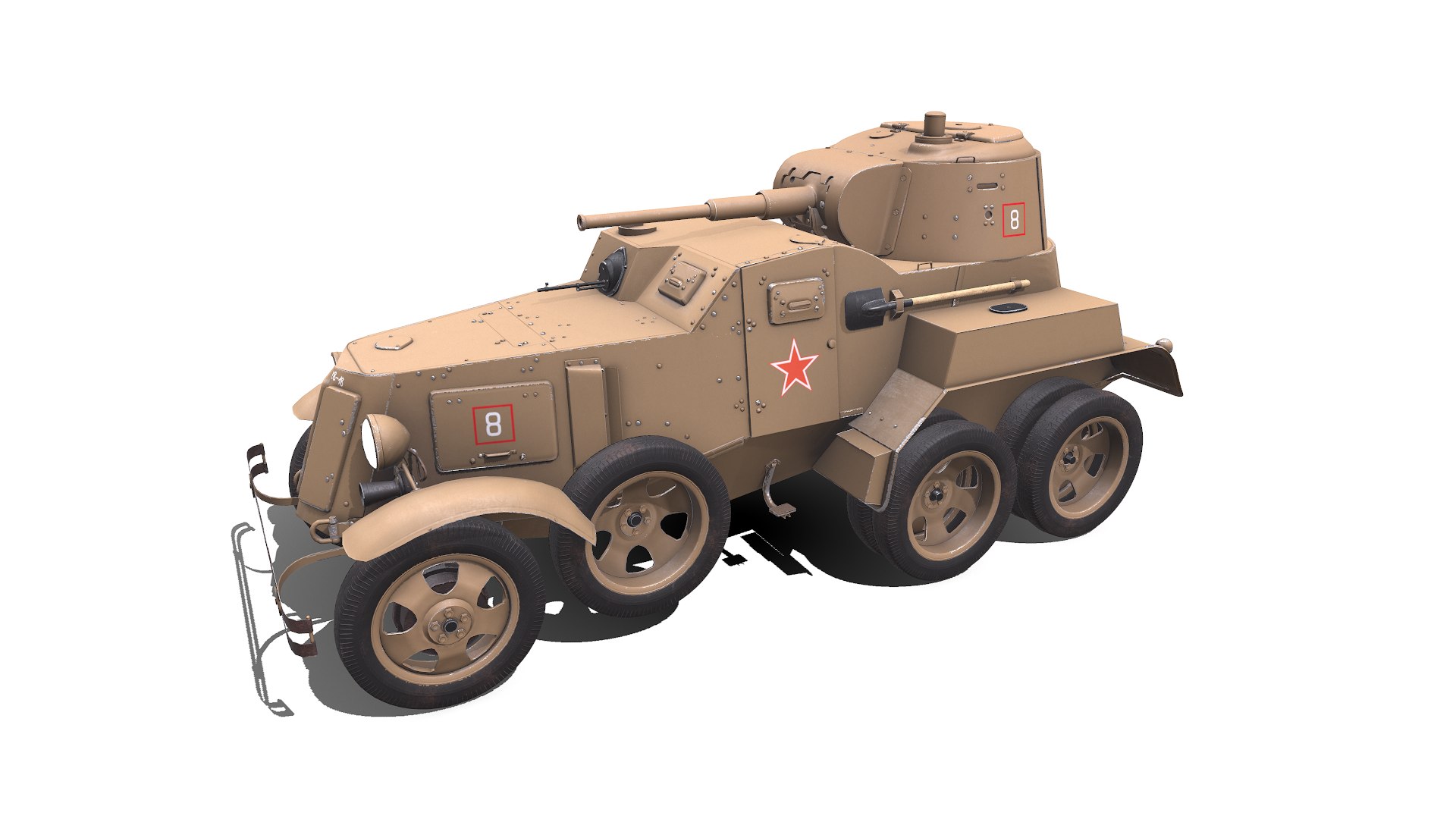BA-10 Heavy Armored Car Low-poly PBR 3D Model - TurboSquid 2036167
