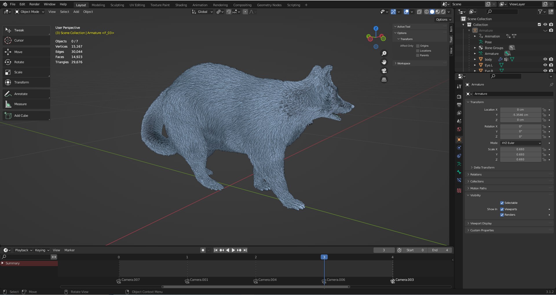 3D Fur Raccoon Rigged Animation In Blender - TurboSquid 2008736