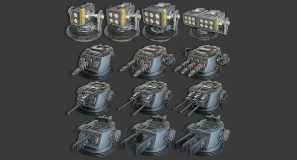 Heavy sci-fi turrets x13 3D model - TurboSquid 1407702