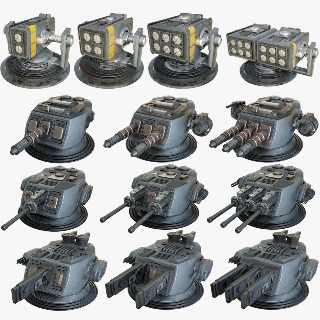 Heavy sci-fi turrets x13 3D model - TurboSquid 1407702
