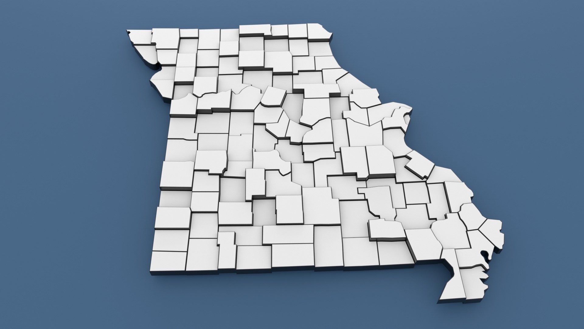 3D Model Missouri Counties - Map Of United States Of America USA ...