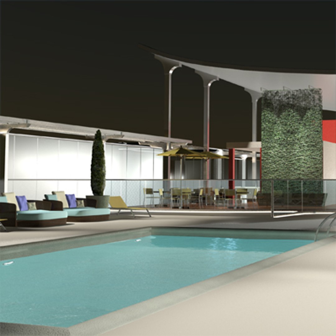 3d pool lights night