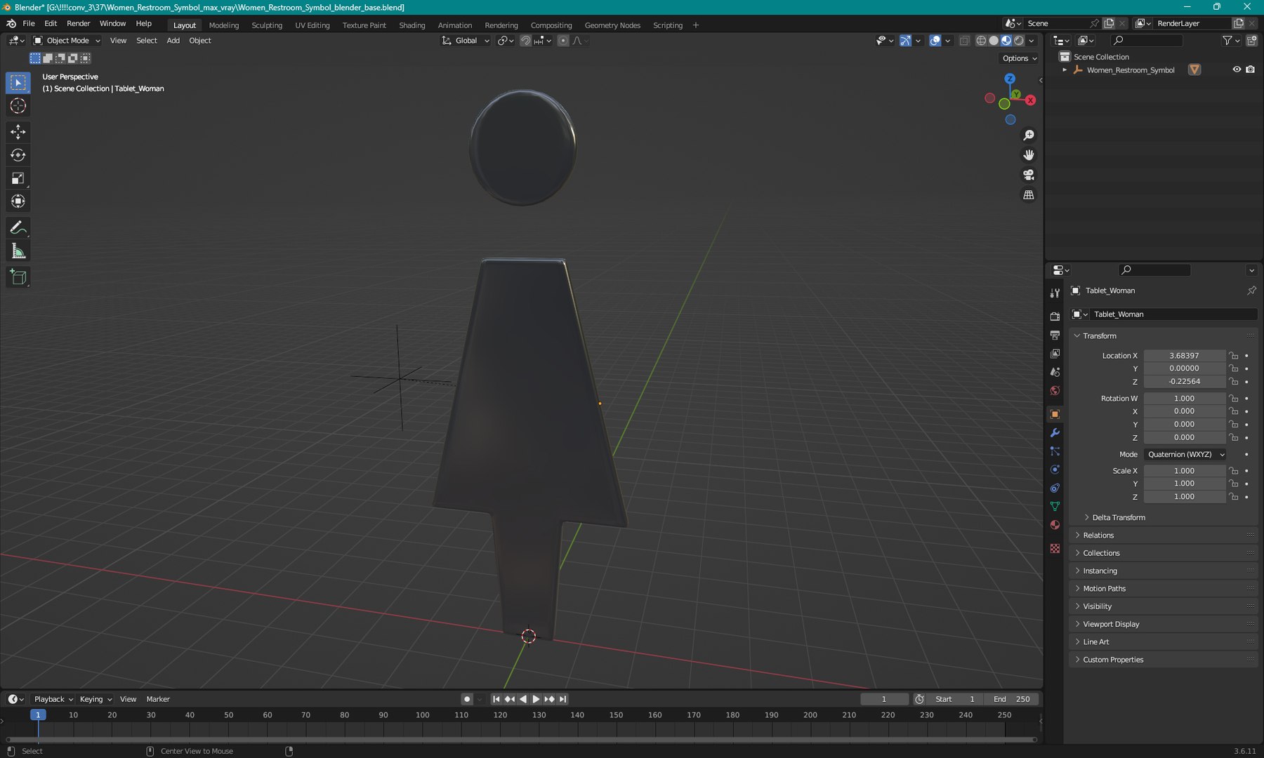 3D Women Restroom Symbol Model - TurboSquid 2300088
