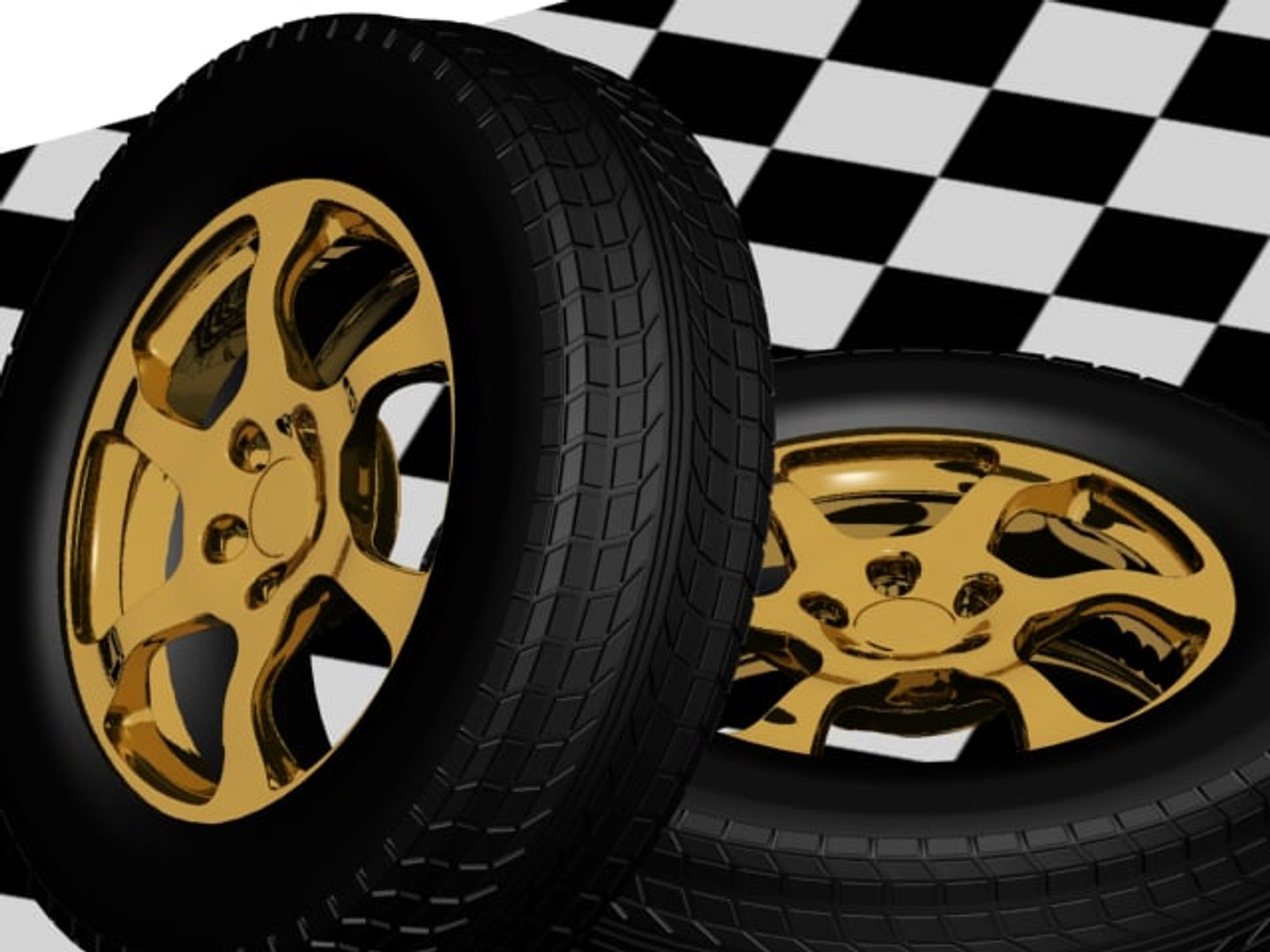 3d gold rim tire