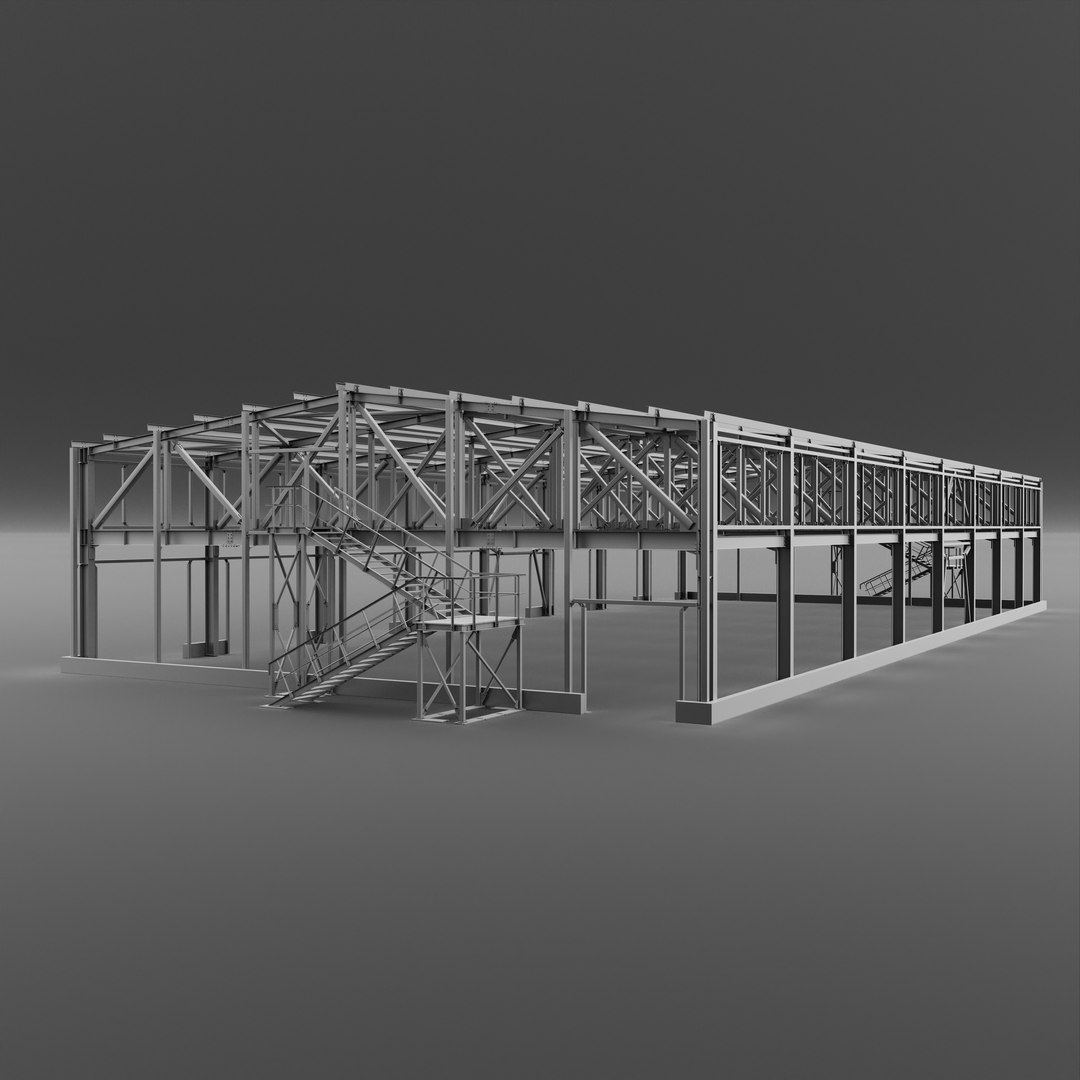 3D Industrial Metal Building - TurboSquid 2244930