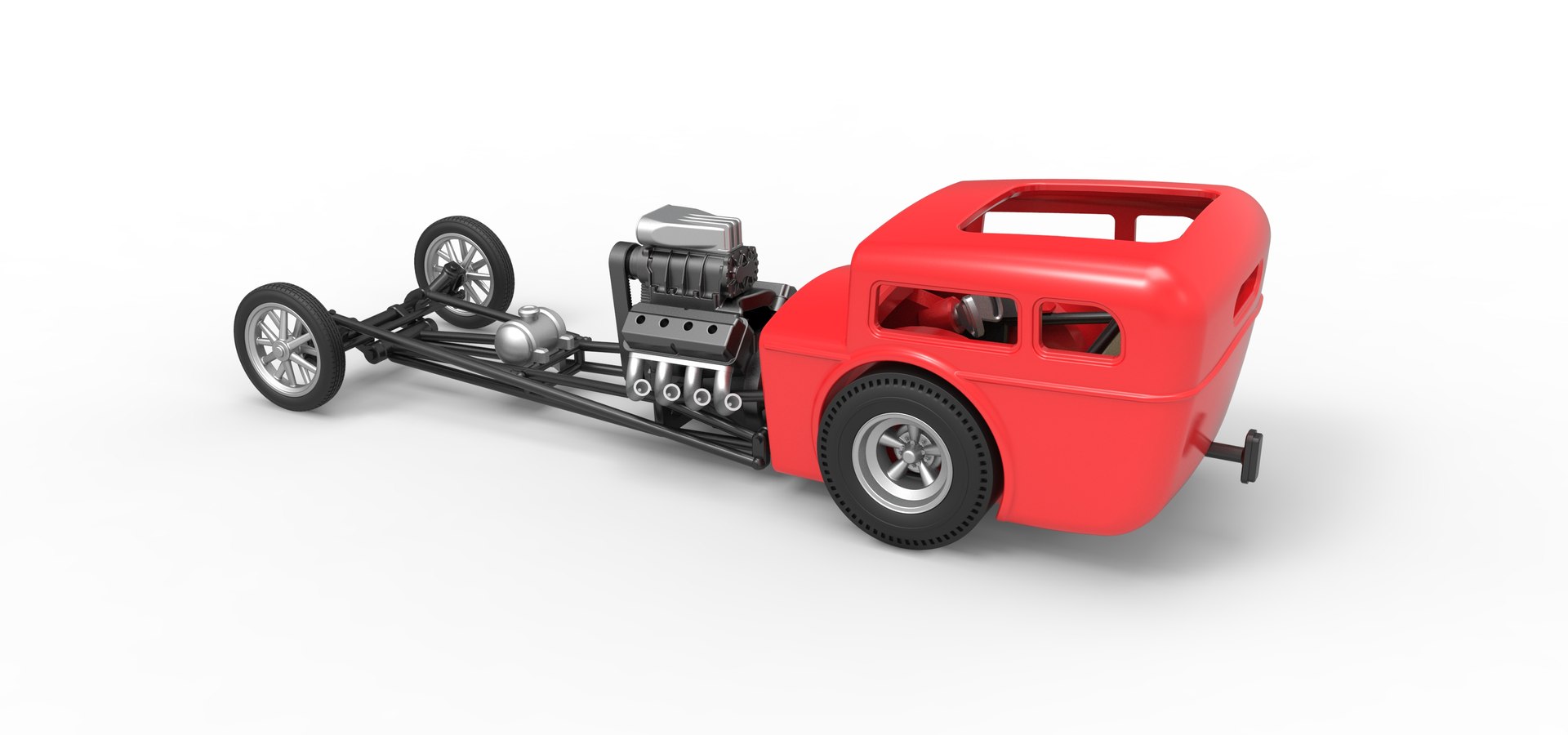 3D Diecast Front engine old school dragster with shell Scale 1 to 25 ...