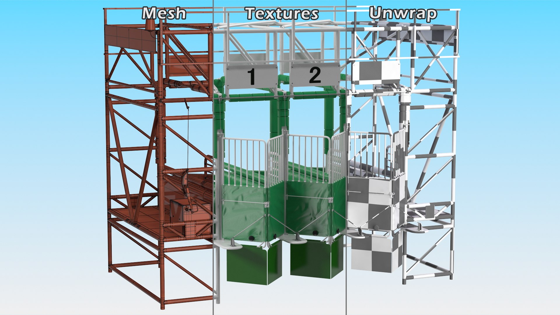 Horse Starting Gates for 3 Places Rigged for Maya 3D - TurboSquid 2048592