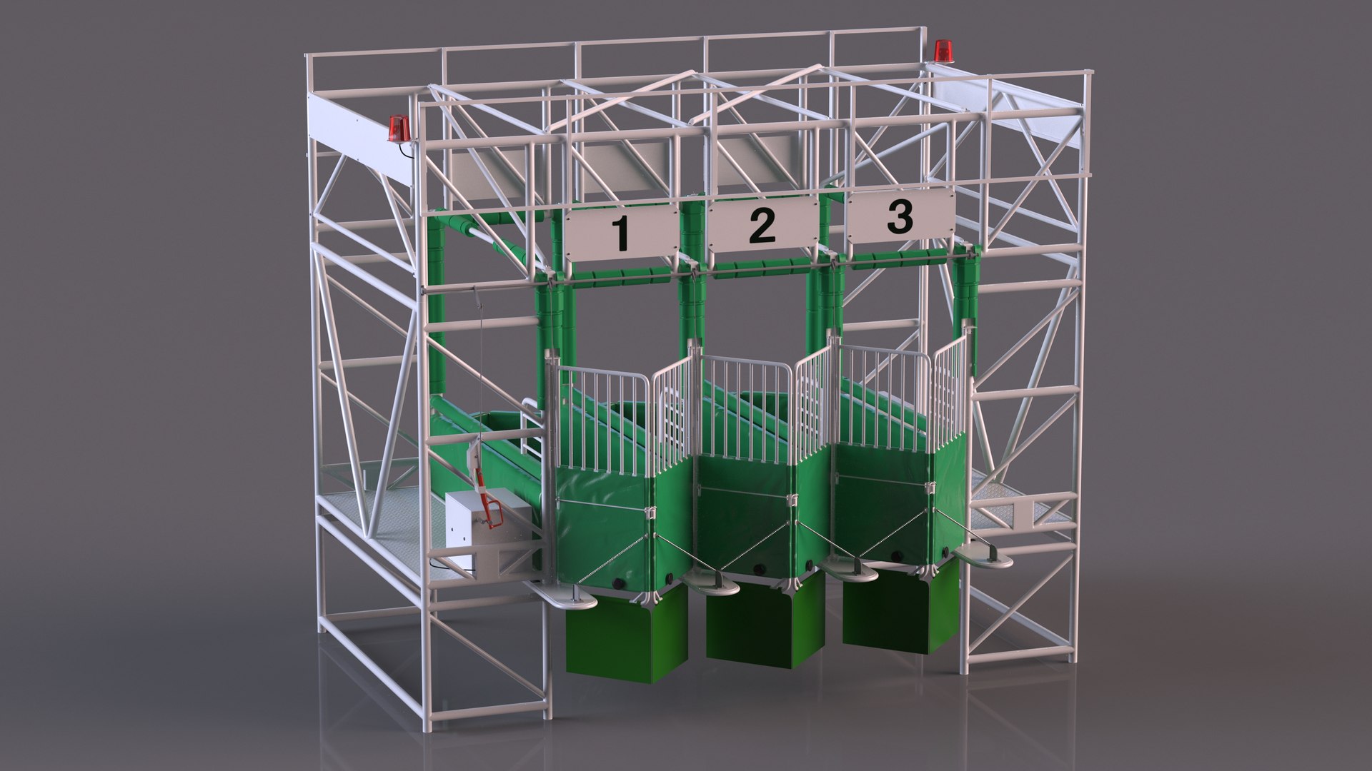 Horse Starting Gates for 3 Places Rigged for Maya 3D - TurboSquid 2048592