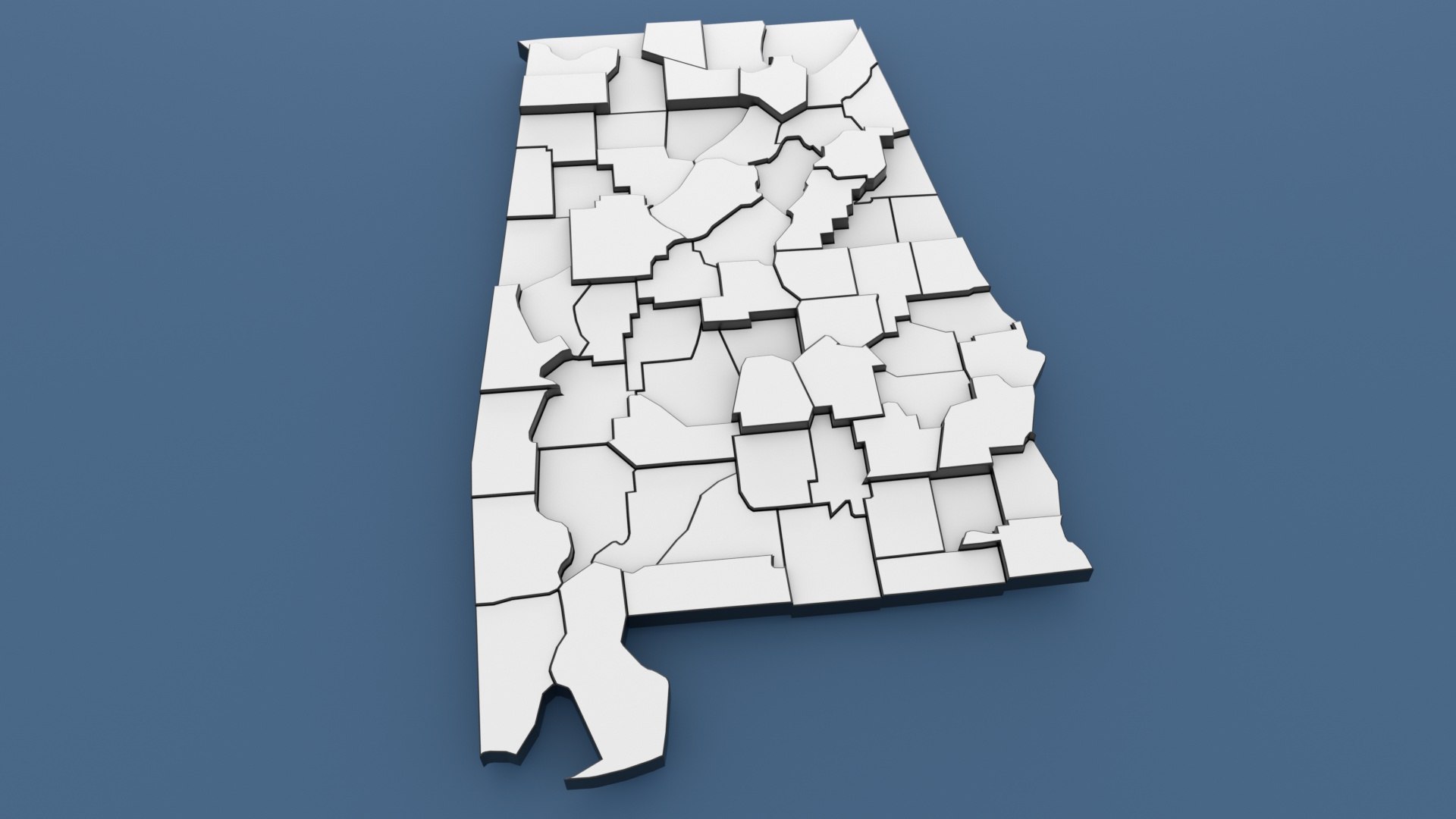Alabama Counties - Map Of United States Of America USA 3D Model ...