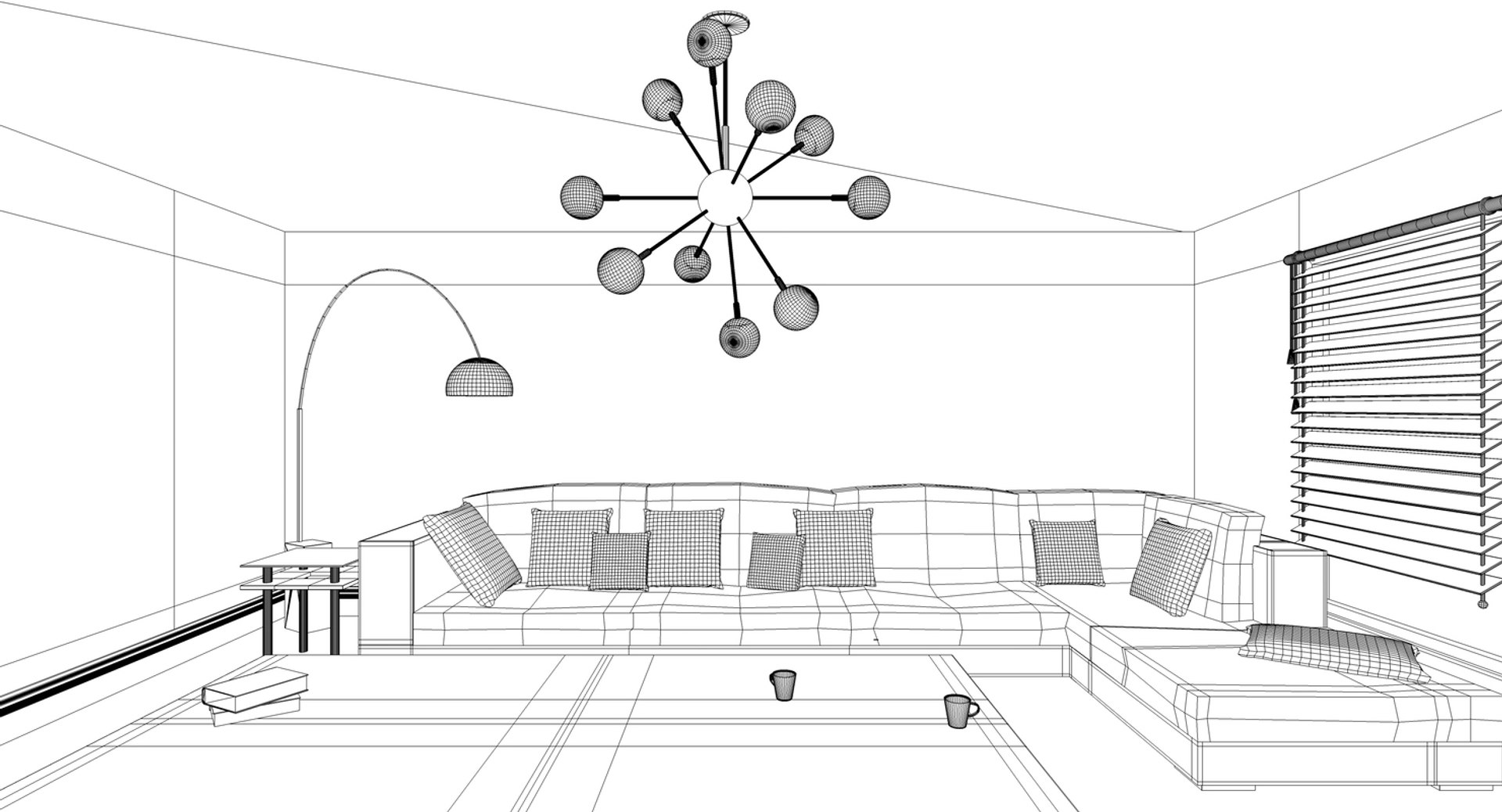 Elegant Living Room C4d