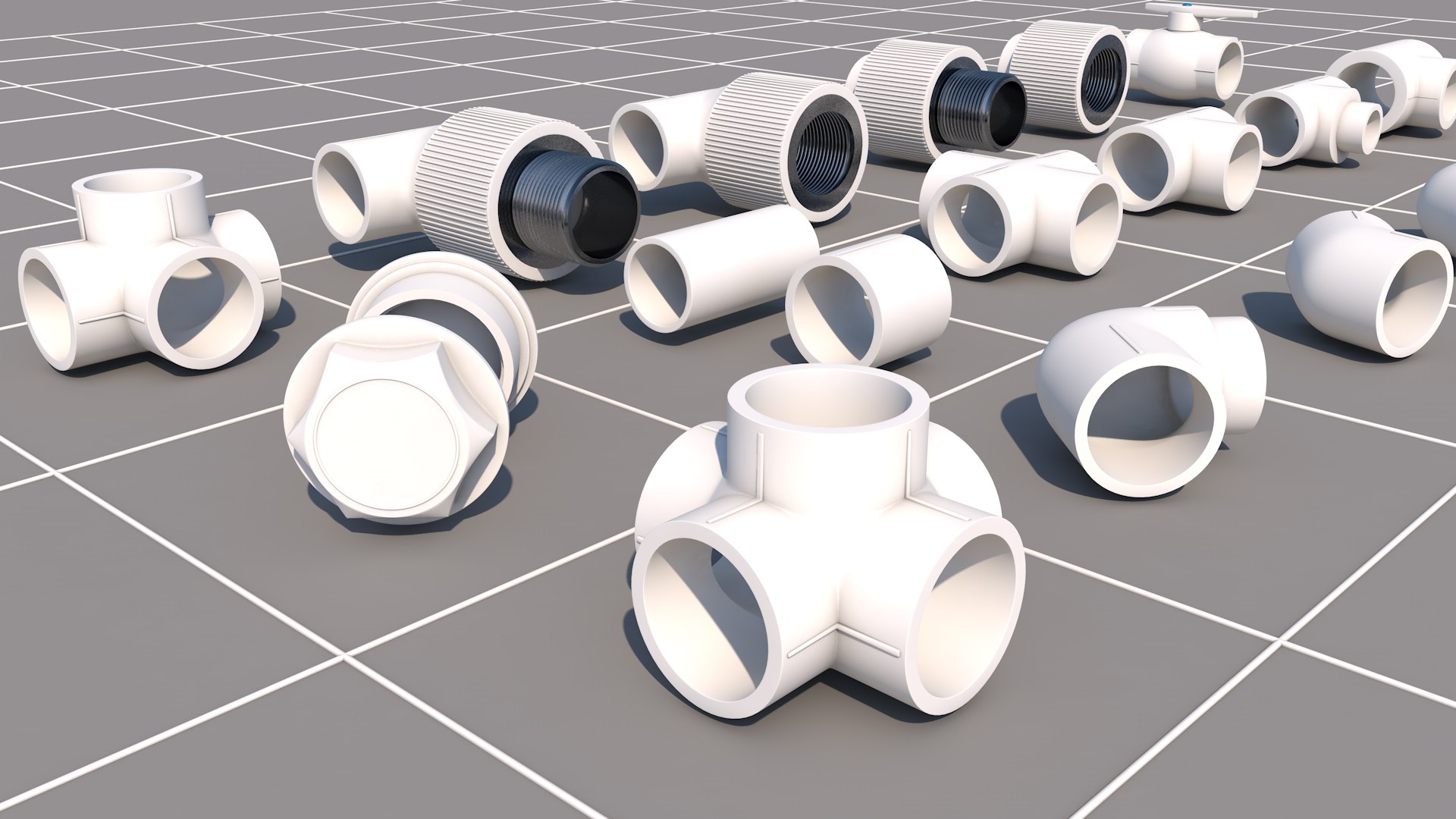 3D Model Water Pipe Fittings Pvc - TurboSquid 1727325