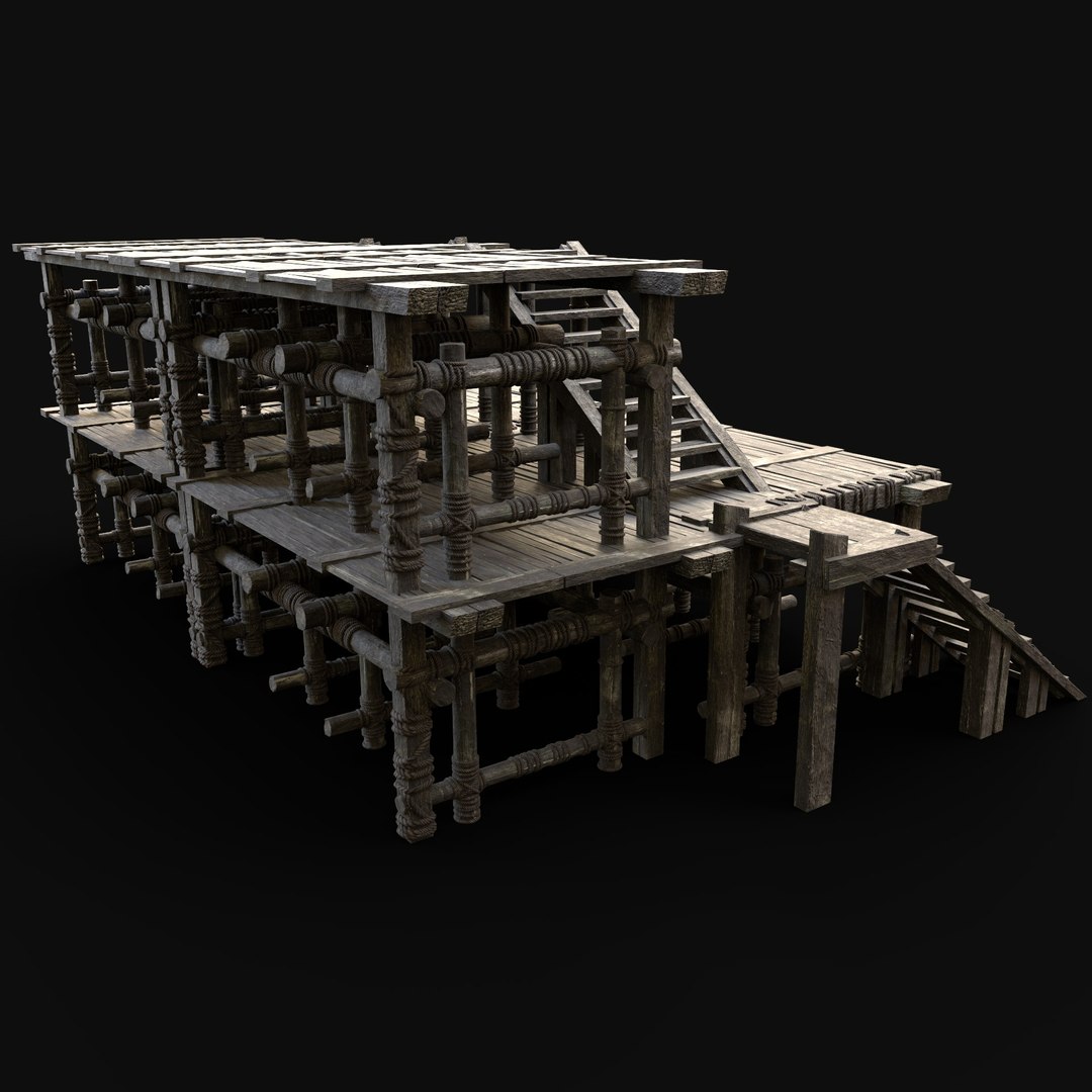 PIER PLATFORM WOODEN WATCHTOWER BRIDGE CONSTRUCTION 3D - TurboSquid 1874359