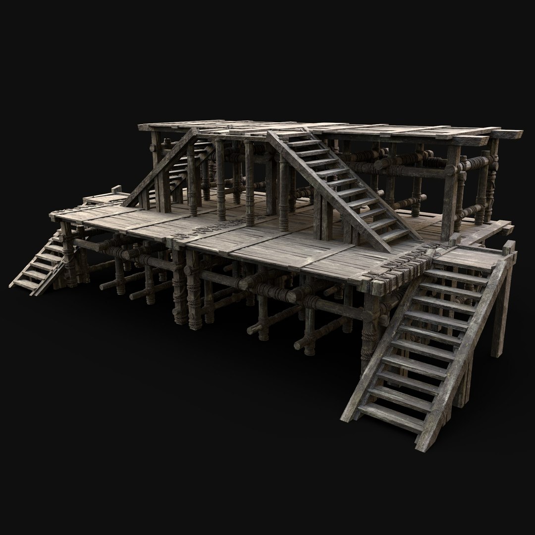 PIER PLATFORM WOODEN WATCHTOWER BRIDGE CONSTRUCTION 3D - TurboSquid 1874359