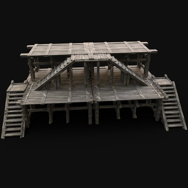 PIER PLATFORM WOODEN WATCHTOWER BRIDGE CONSTRUCTION 3D - TurboSquid 1874359