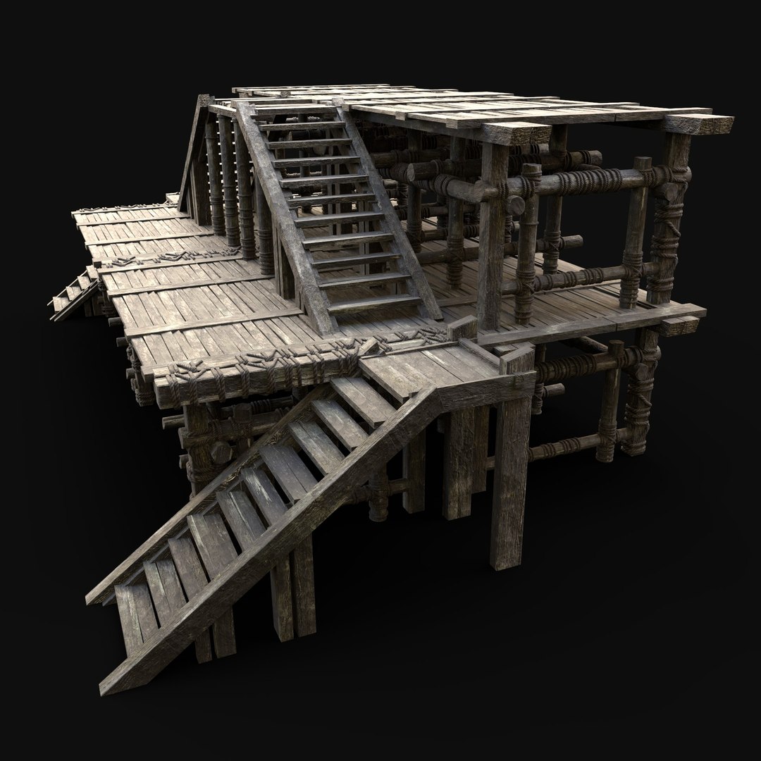 PIER PLATFORM WOODEN WATCHTOWER BRIDGE CONSTRUCTION 3D - TurboSquid 1874359