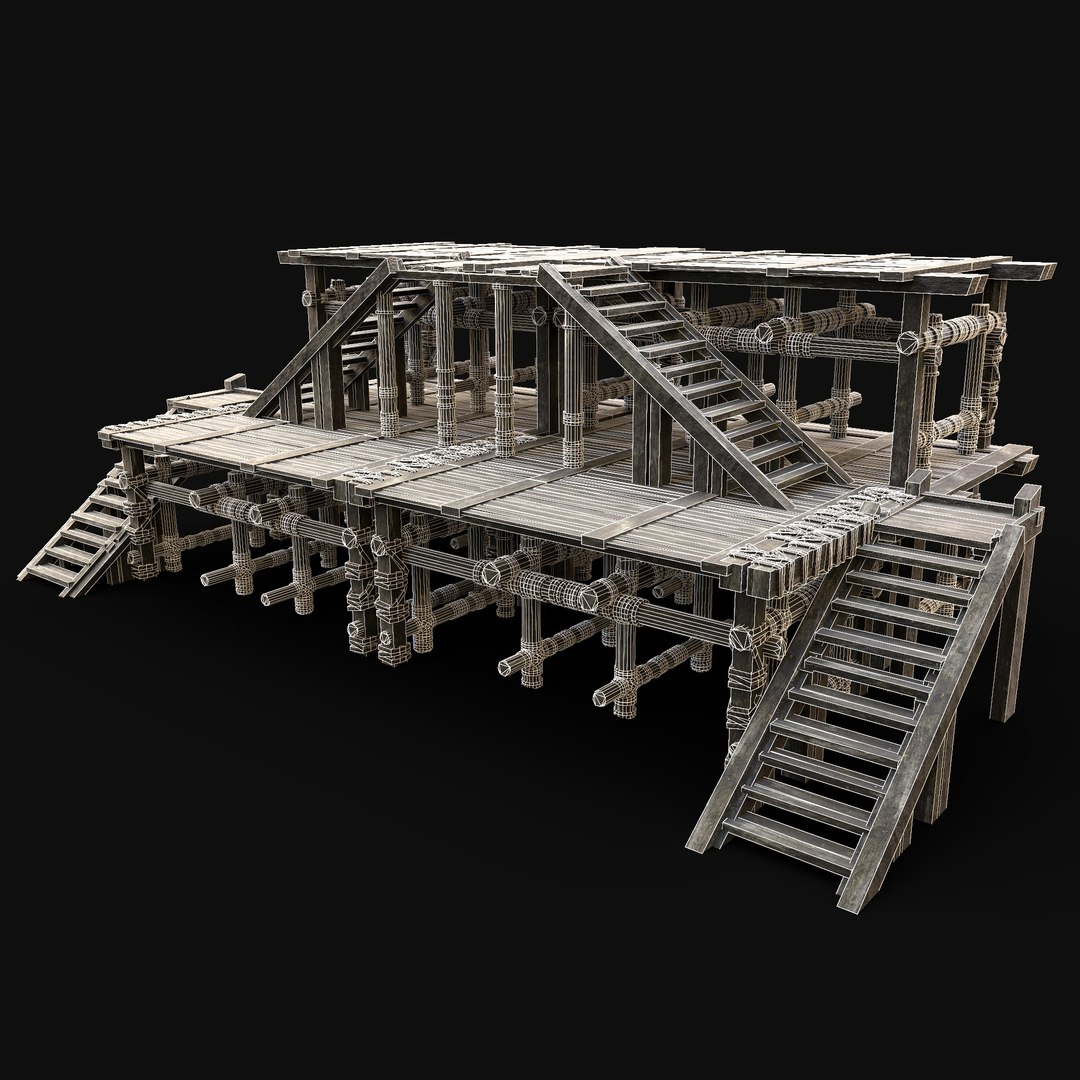 PIER PLATFORM WOODEN WATCHTOWER BRIDGE CONSTRUCTION 3D - TurboSquid 1874359