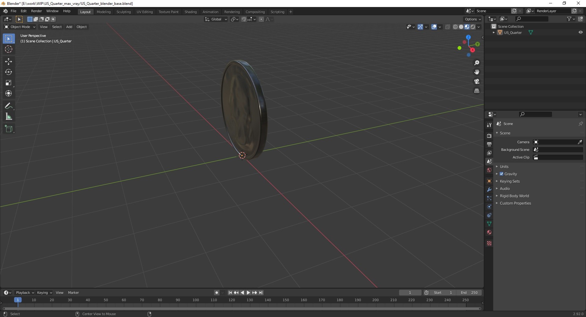 3d model quarter modeled realistic