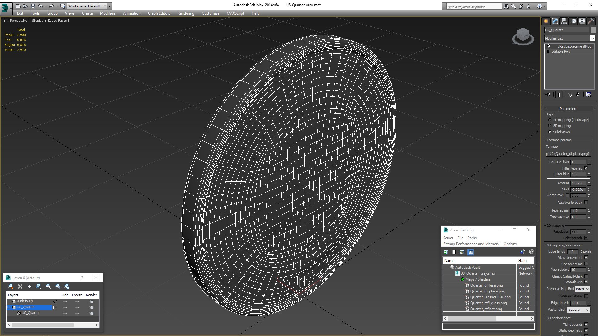 3d model quarter modeled realistic