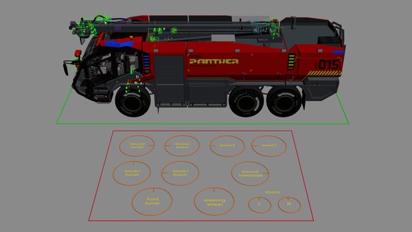 modelo 3d Camión de bomberos Rosenbauer Panther 6x6 Rigged Airport ...