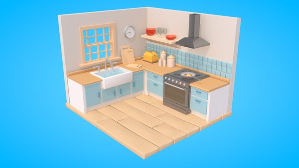 Low Poly Cartoon Kitchen 3D - TurboSquid 1833659